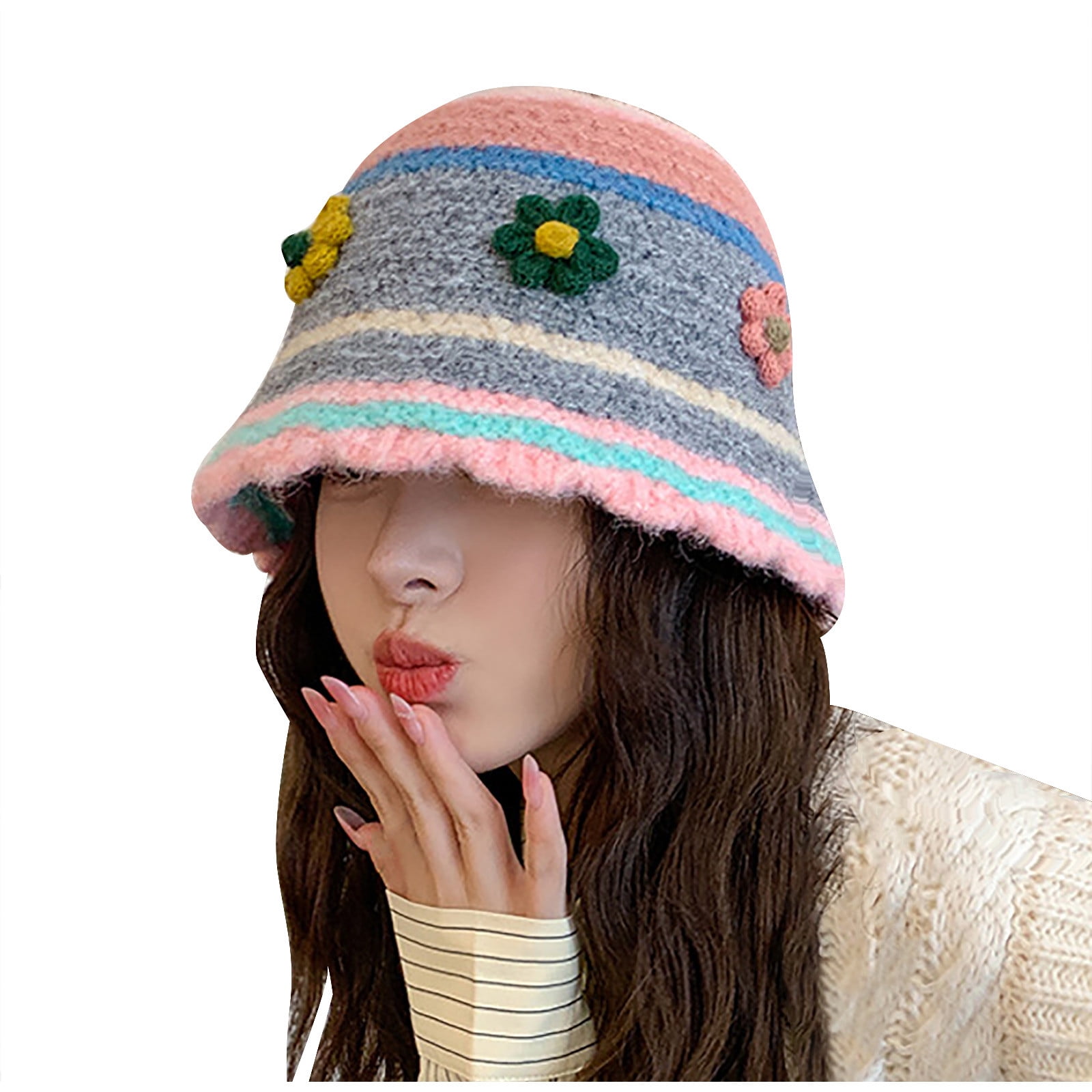 Caywon Women's Winter Thickened Solid Color Fisherman Hat Cold Proof ...