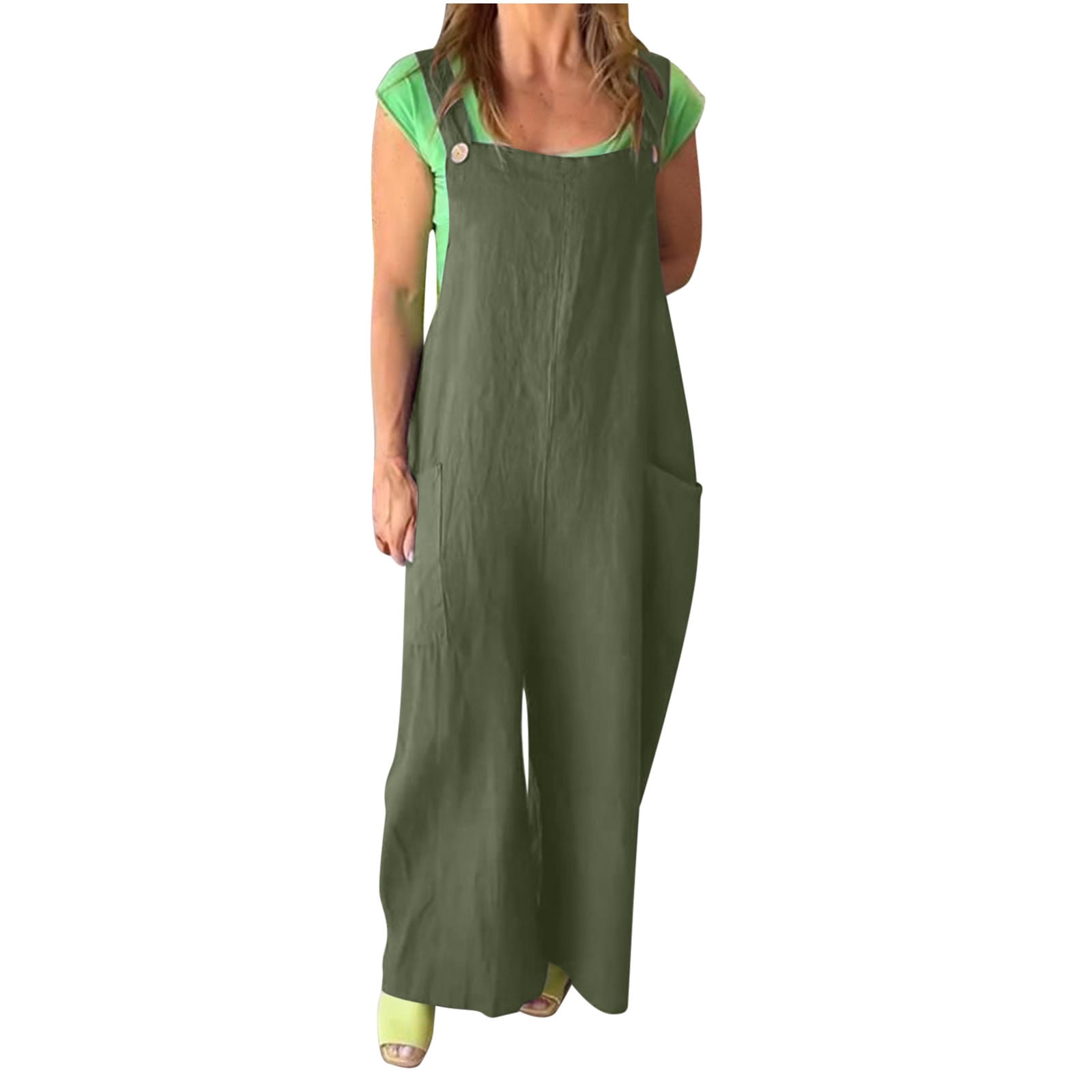 Caywon Womens Overalls Casual Loose Fit Dungarees Romper Baggy Playsuit ...