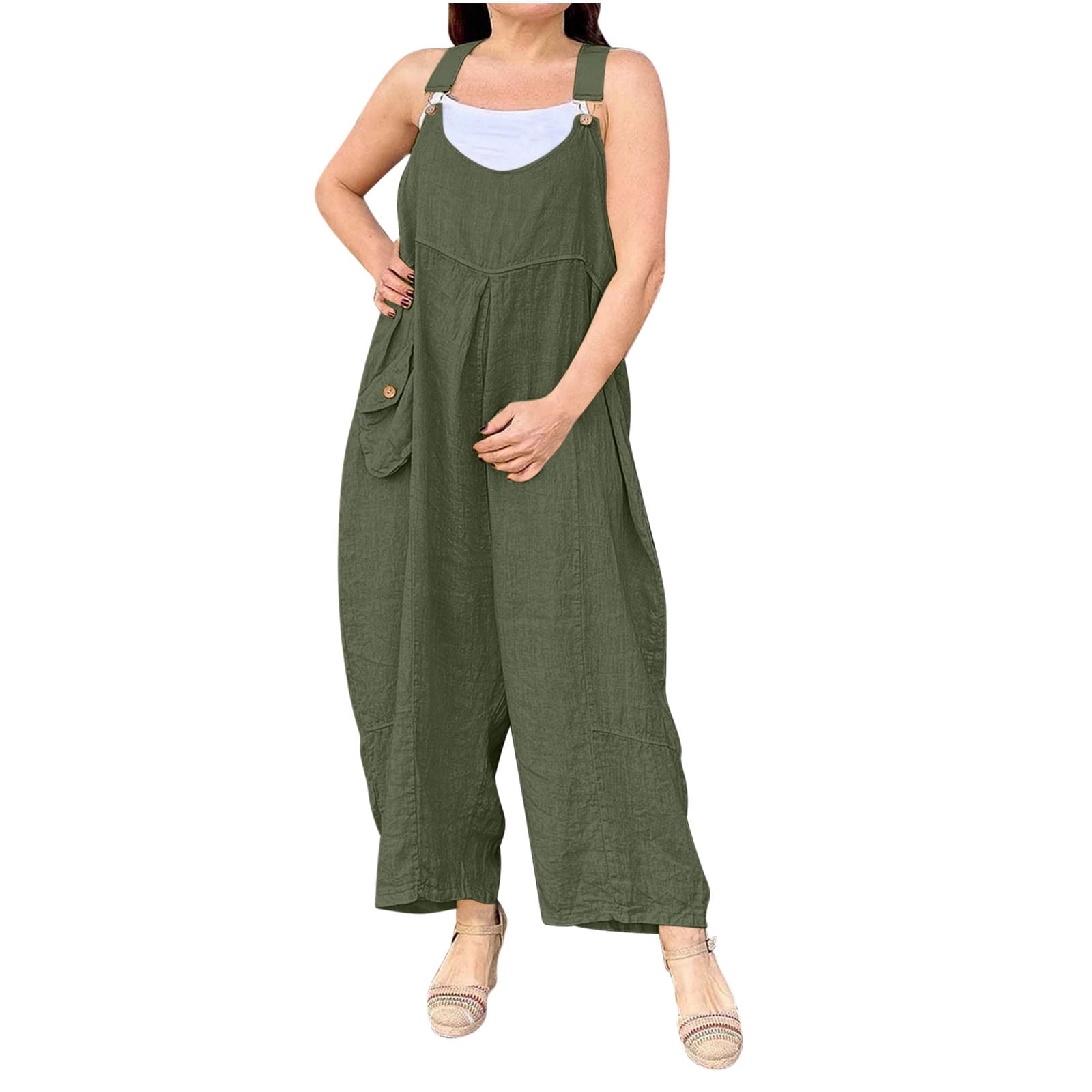 Caywon Womens Overalls Casual Loose Fit Dungarees Romper Baggy Playsuit ...