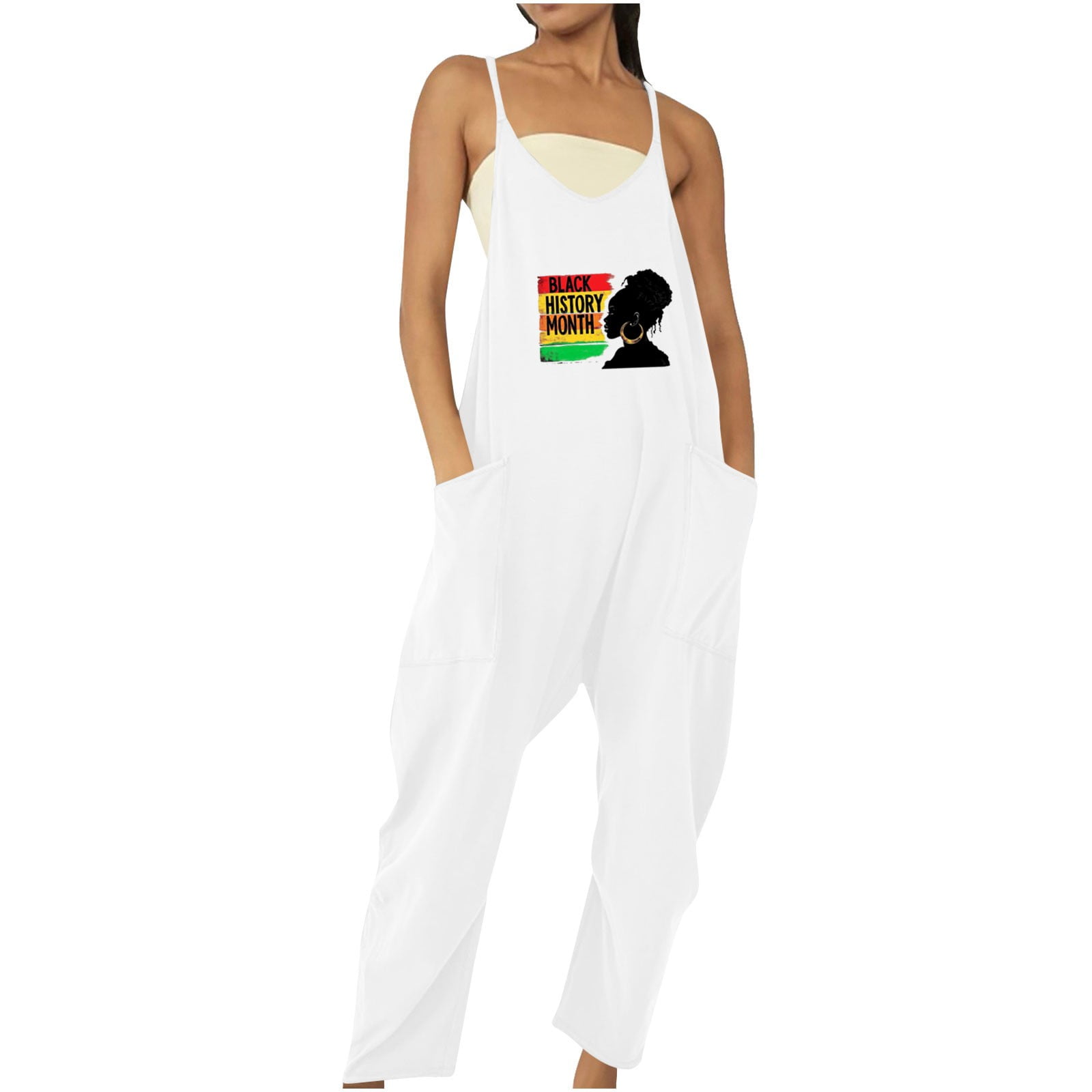 Caywon Womens Sleeveless Loose Fit Overalls Rompers Linen Look Wide Leg ...