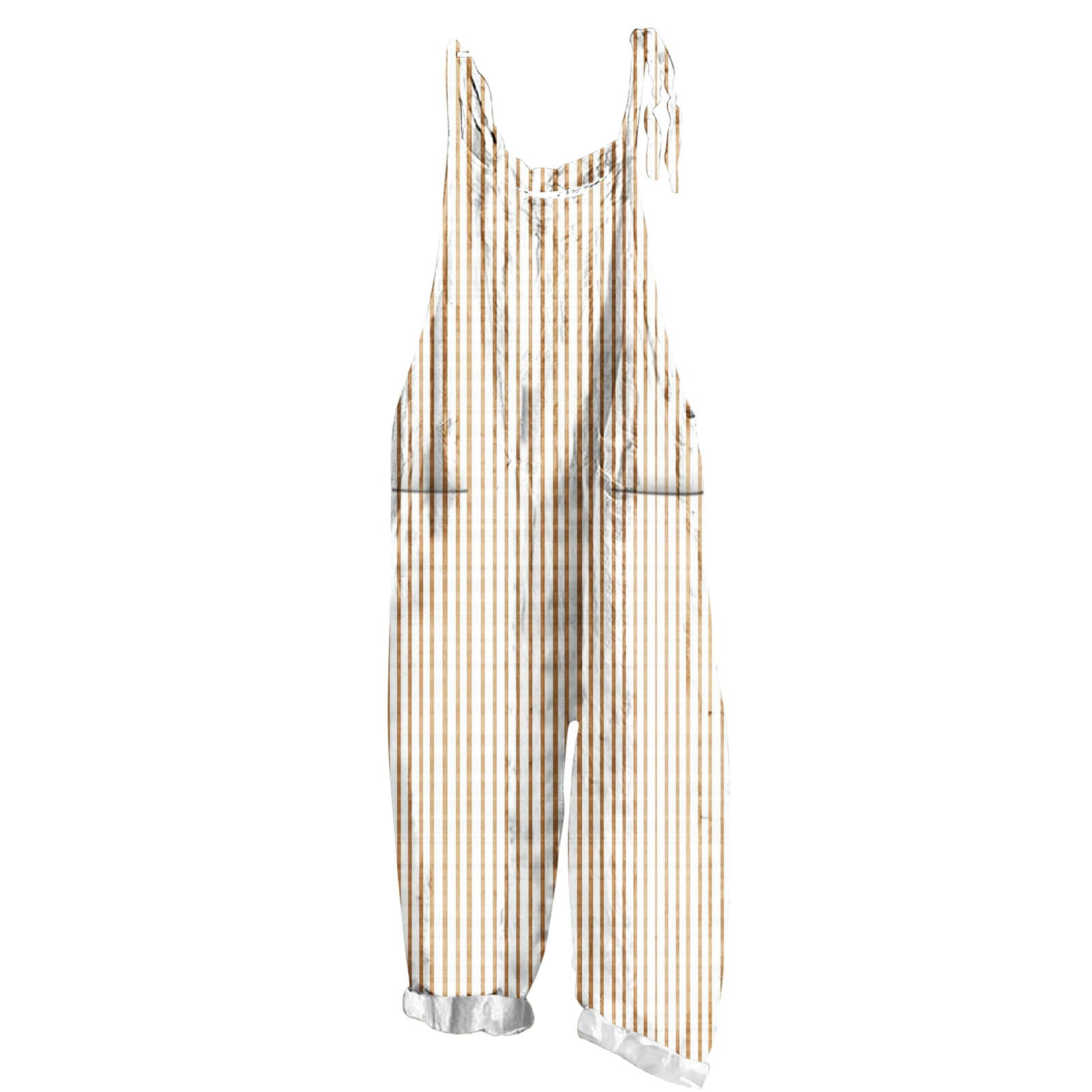 Caywon Womens Stripe Sleeveless Casual Bib Overalls Jumpsuit One Piece ...