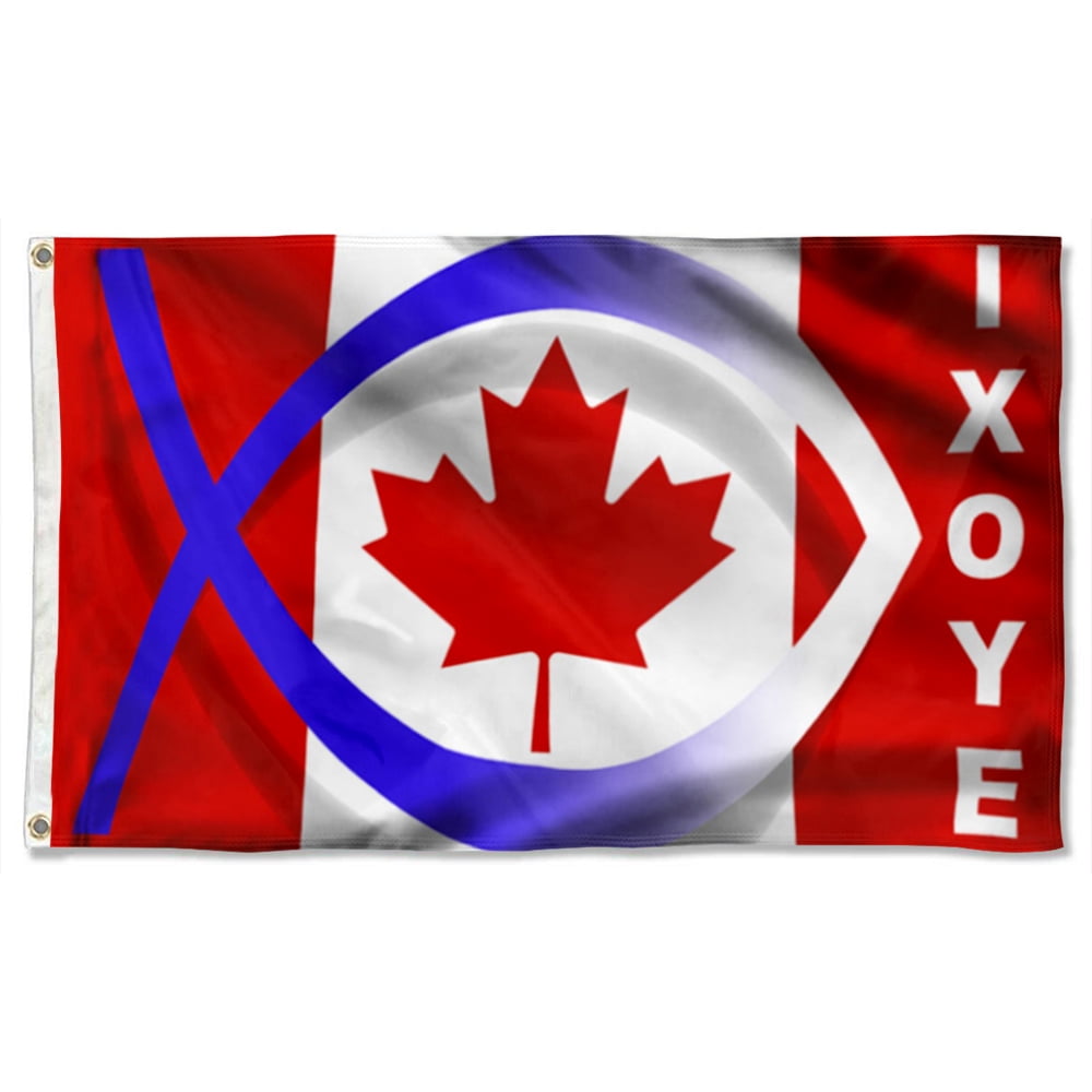 Cayyon Christian Flag 3x5Feet Ixoye Fish Flag Christian Canadian ...