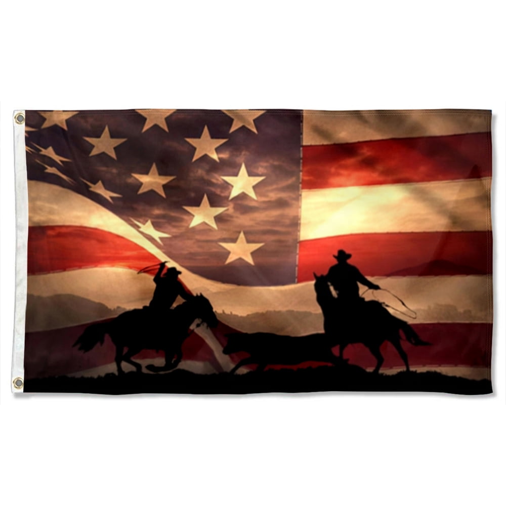 Cayyon Cowboy American Grommet Flag 3x5Feet Banner with 2 Brass ...