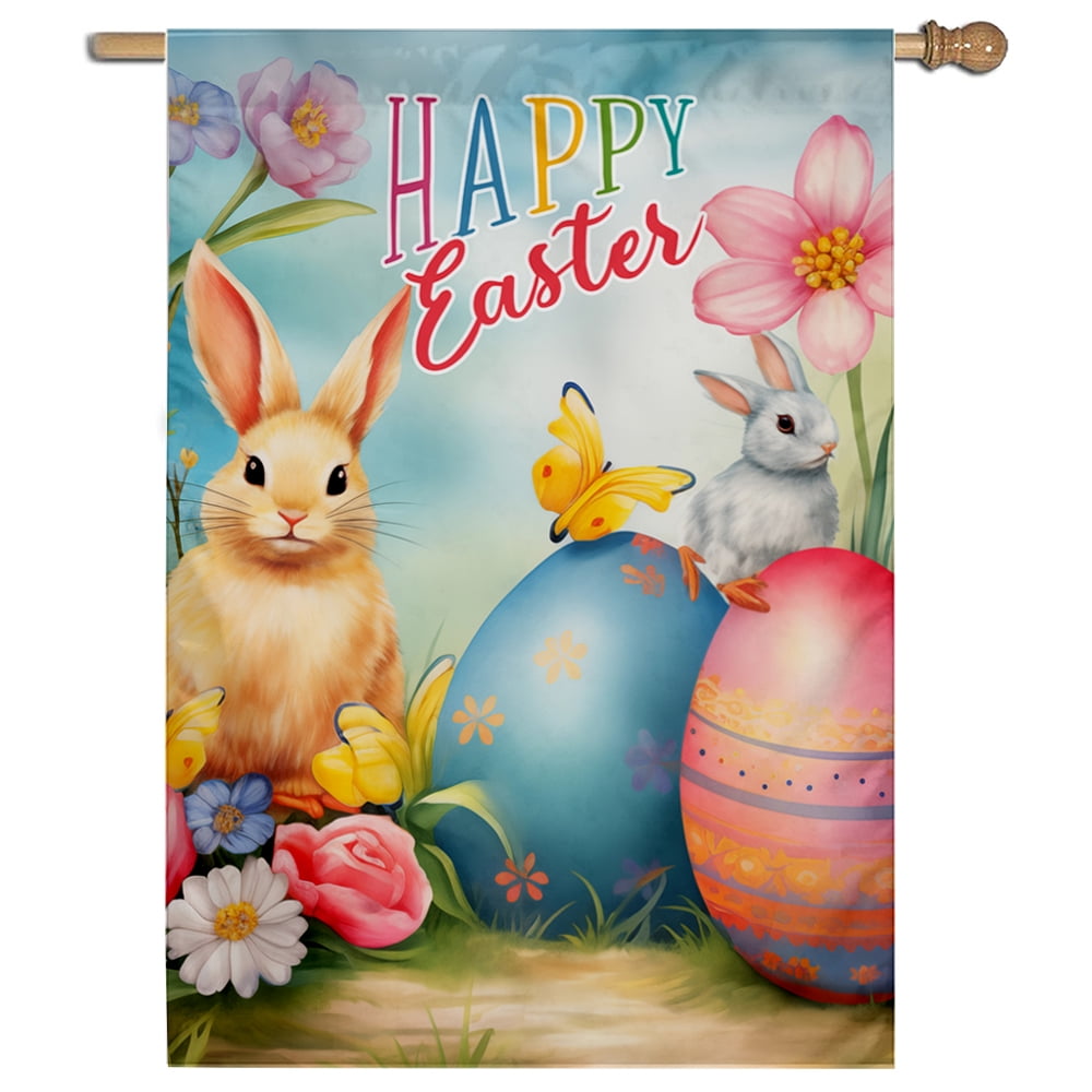 Cayyon Easter Flags 28 x 40 Double Sided, (Happy Easter House Flag ...