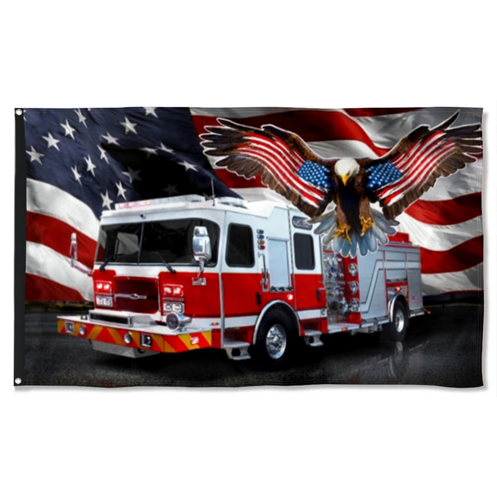 Cayyon Firefighter Flag, Fire Engine Banner, 3x5 Feet Polyester, 2 ...