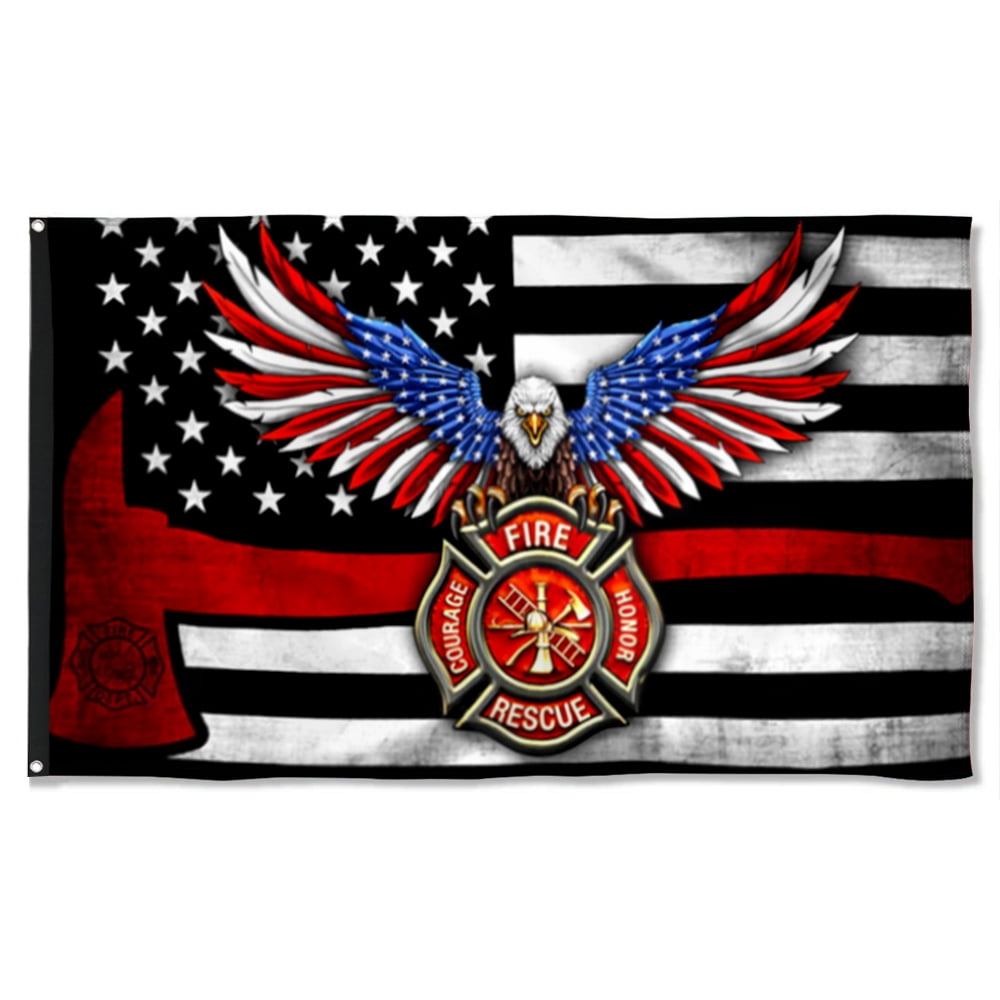 Cayyon Firefighter Flag The Thin Red Line American Eagle Grommet Flag ...