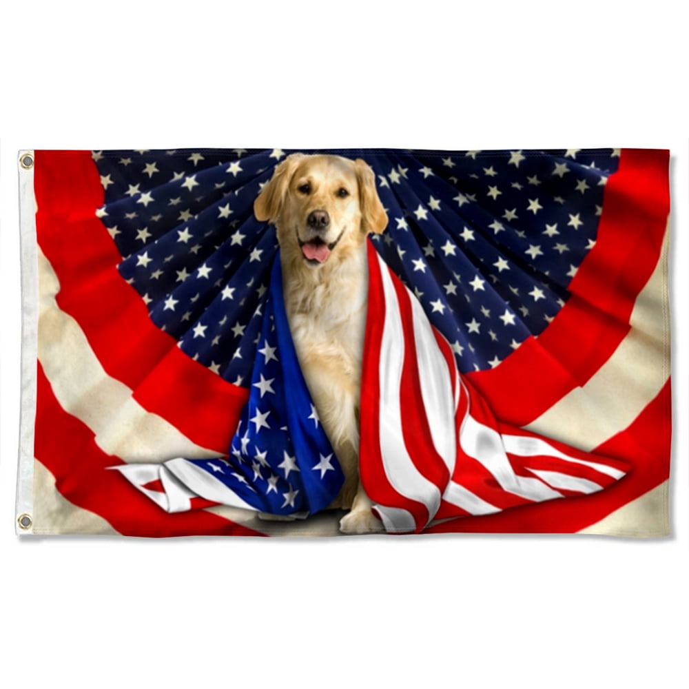 Cayyon Golden Retriever Patriotic Dog Bunting Flag American Grommet ...