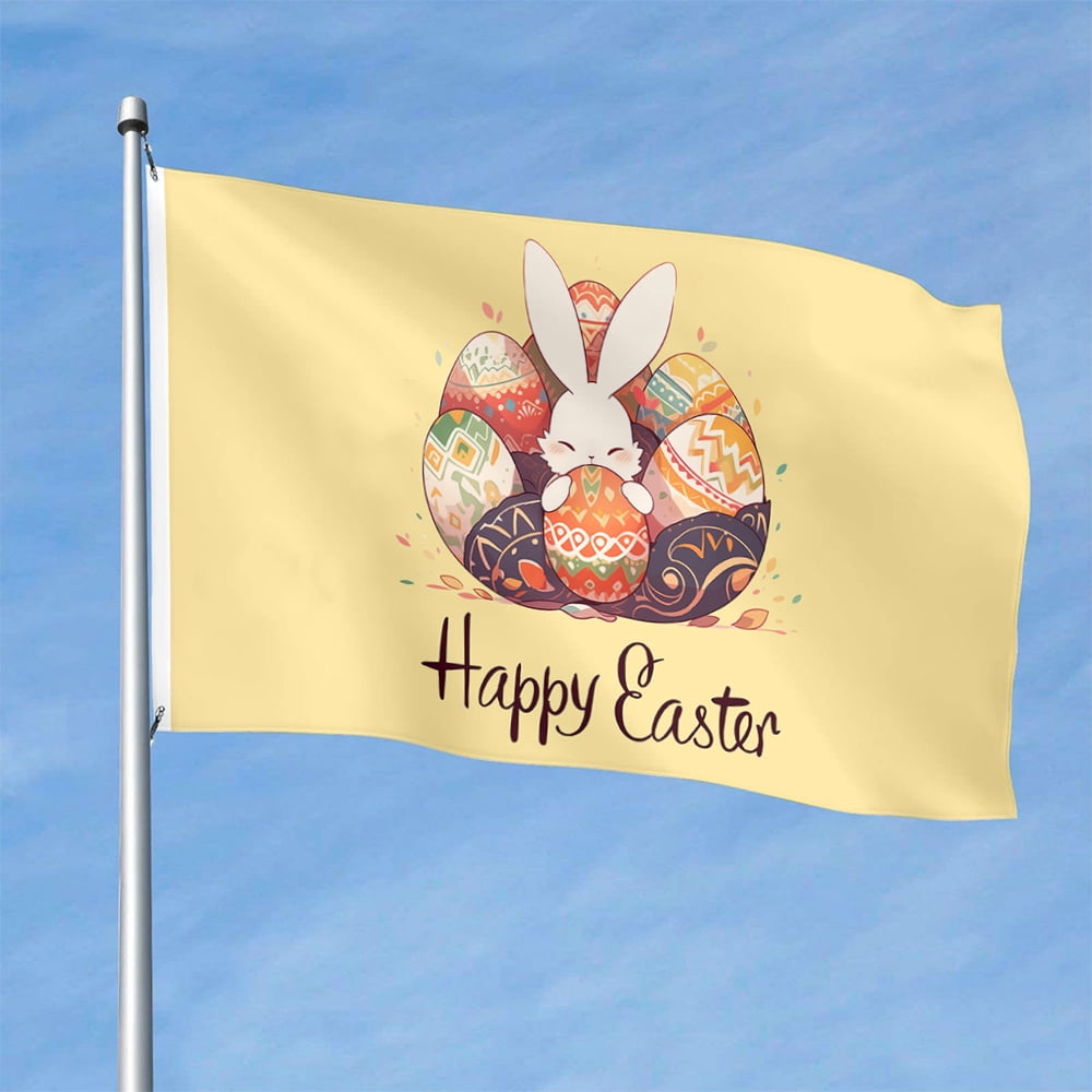 Cayyon Happy Easter Flag Banner 3x5 Feet with 2 Brass Grommets ...