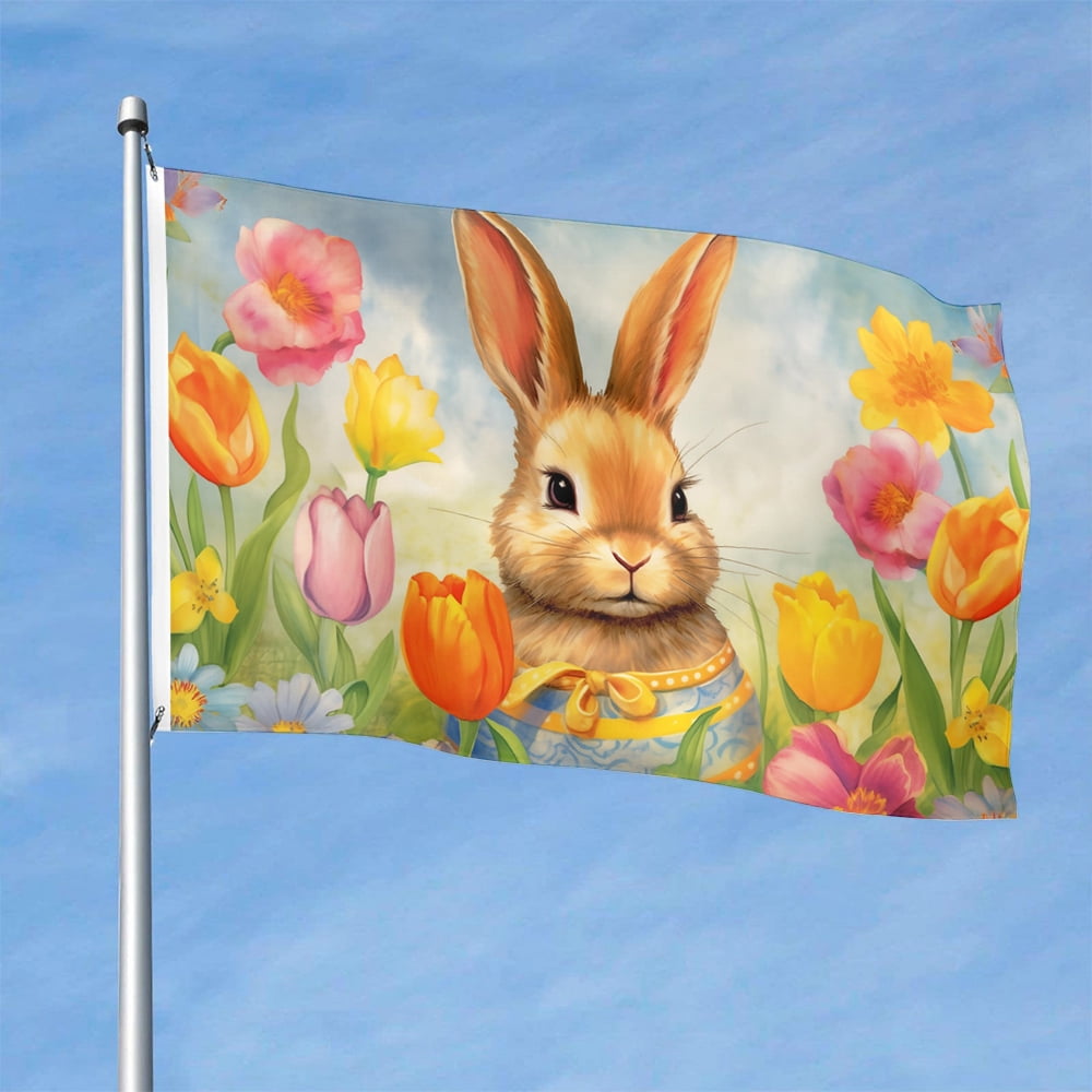 Cayyon Happy Easter Flag Banner 3x5 Feet with 2 Brass Grommets ...