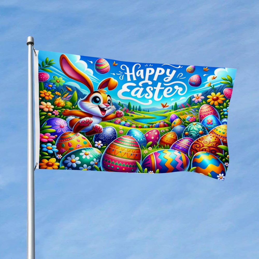 Cayyon Happy Easter Flag Banner 3x5 Feet with 2 Brass Grommets ...