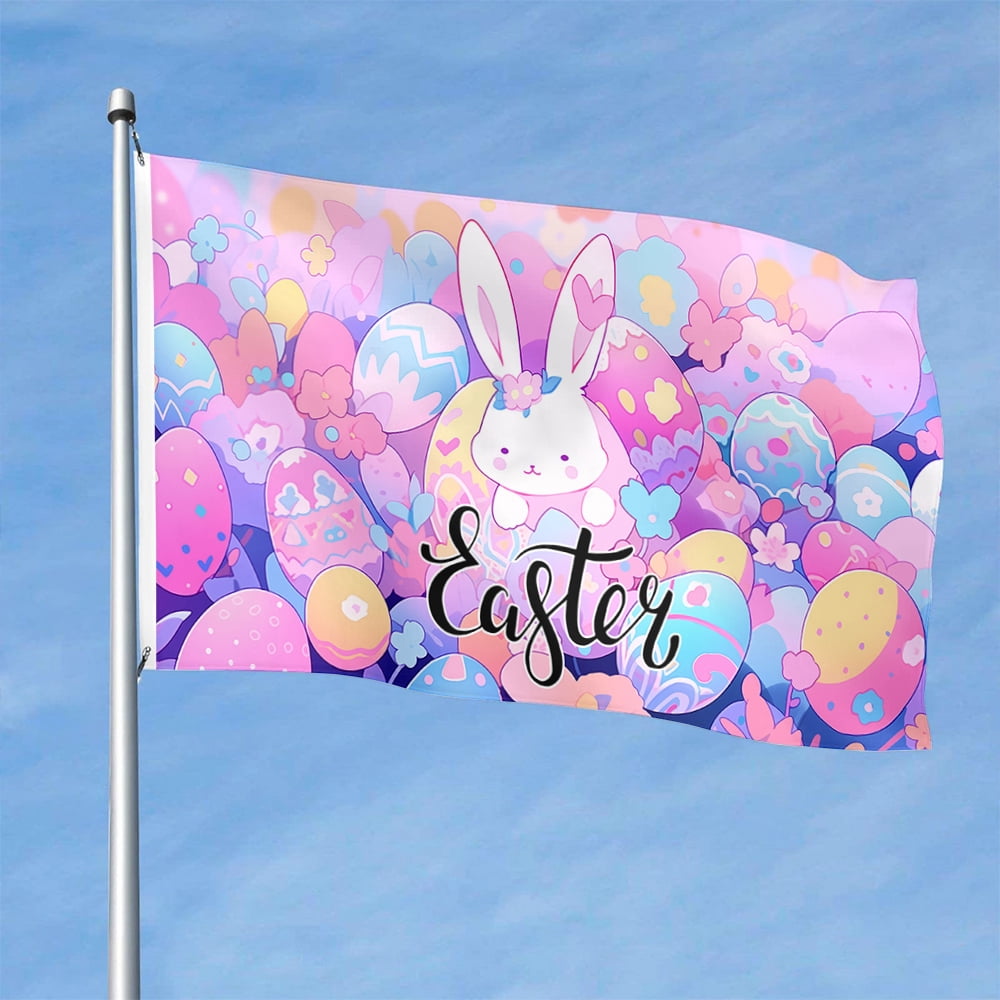 Cayyon Happy Easter Flag Banner 3x5 Feet with 2 Brass Grommets ...