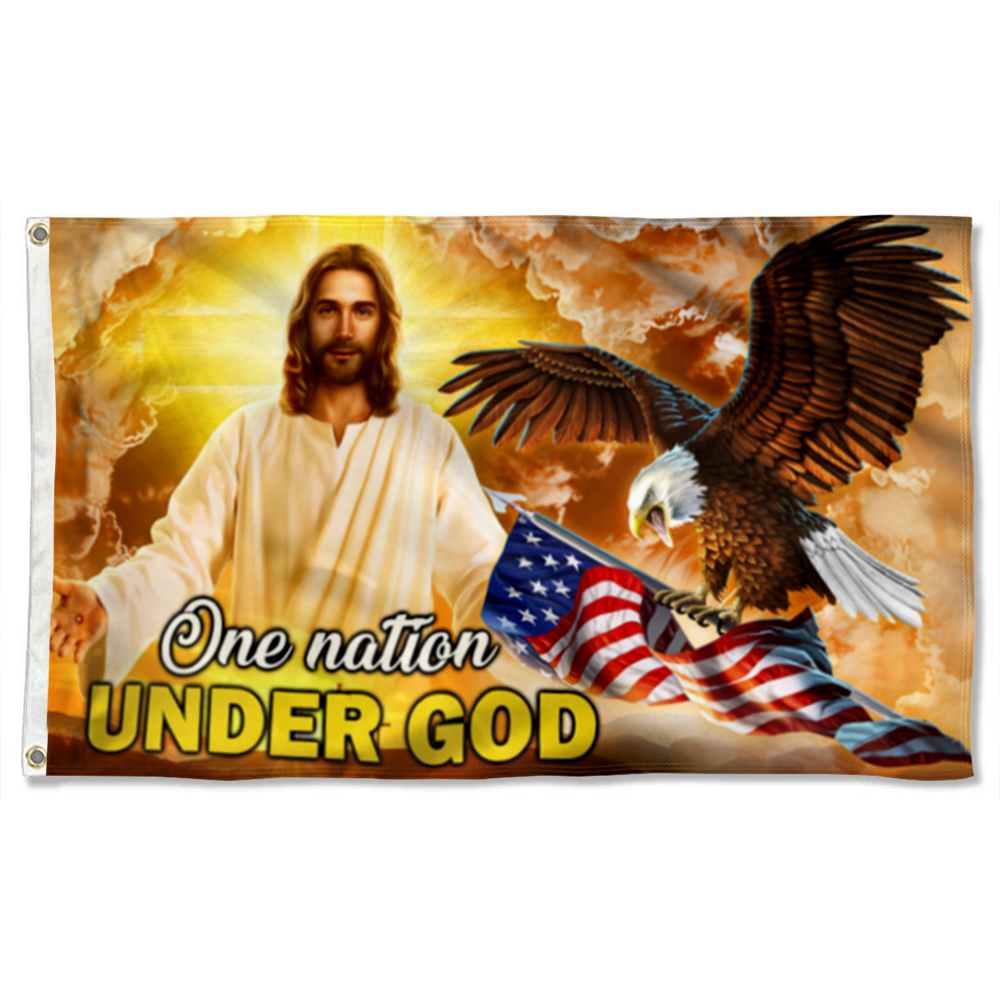 Cayyon Jesus Flag 3x5Feet American Grommet Flag One Nation Under God ...