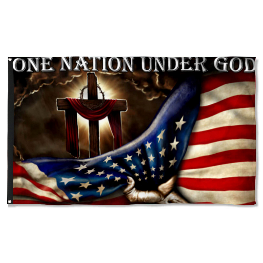 Cayyon Jesus Flag 3x5Feet One Nation Under God. Christian Cross ...