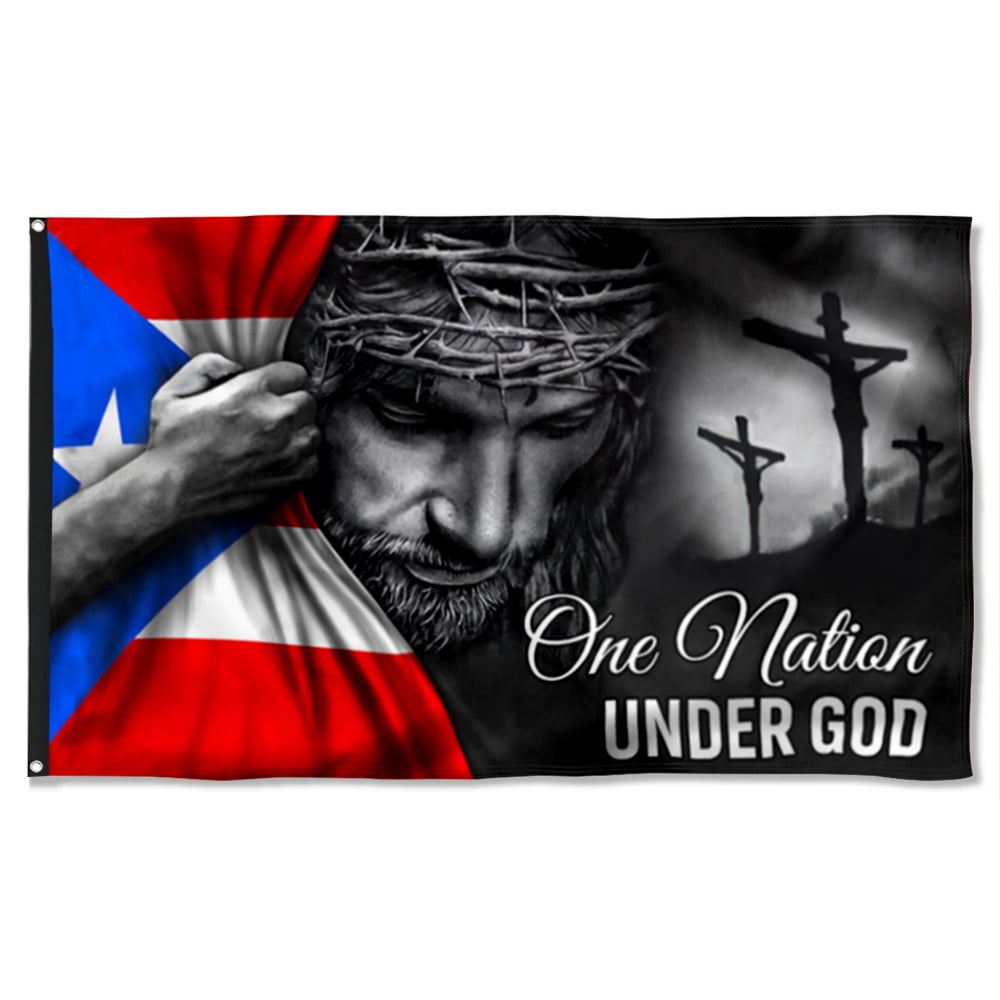 Cayyon Jesus Flag 3x5Feet One Nation Under God Jesus Puerto Rico ...
