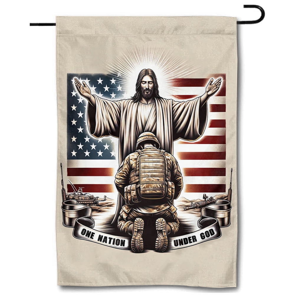 Cayyon Jesus Flags 12 x 18 Double Sided, (Jesus One nation under God ...