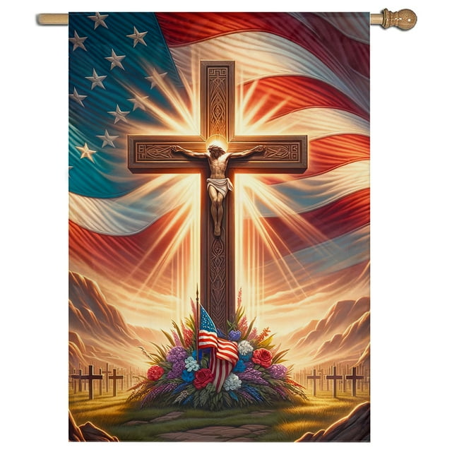 Cayyon Jesus Flags 28 x 40 Double Sided, (Jesus Cross House Flag) Jesus ...