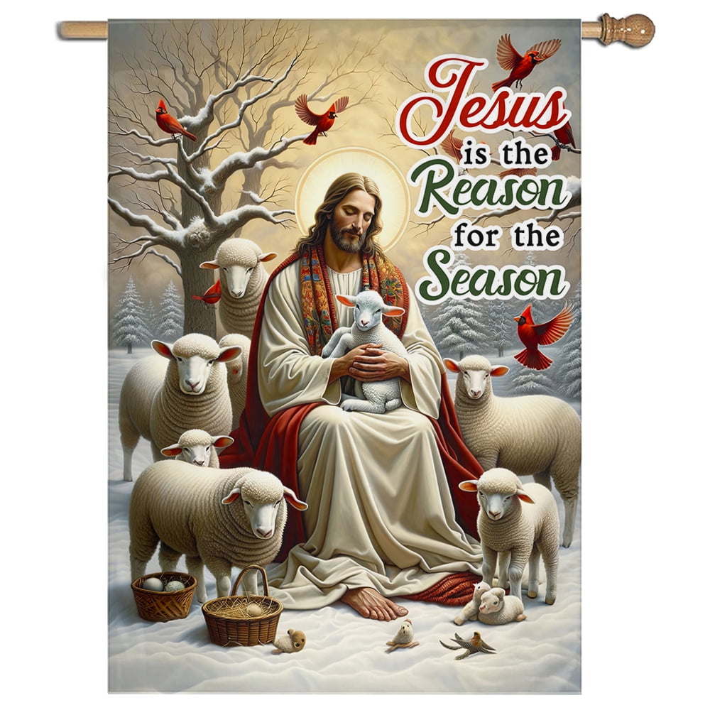 Cayyon Jesus Flags 28 x 40 Double Sided, (Jesus in the Reason for the ...