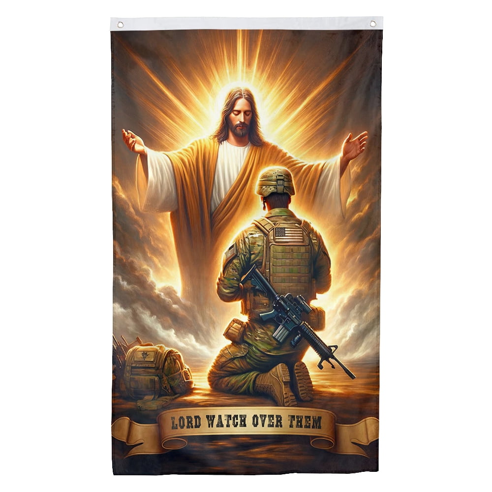 Cayyon Jesus Flags 3x5 (Jesus Lord Watch Over Them Flag Banner) Jesus ...