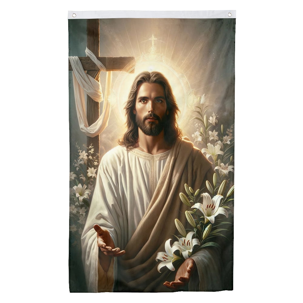 Cayyon Jesus Flags 3x5 (Jesus Cross Flag Banner) Jesus Flag Banner with ...