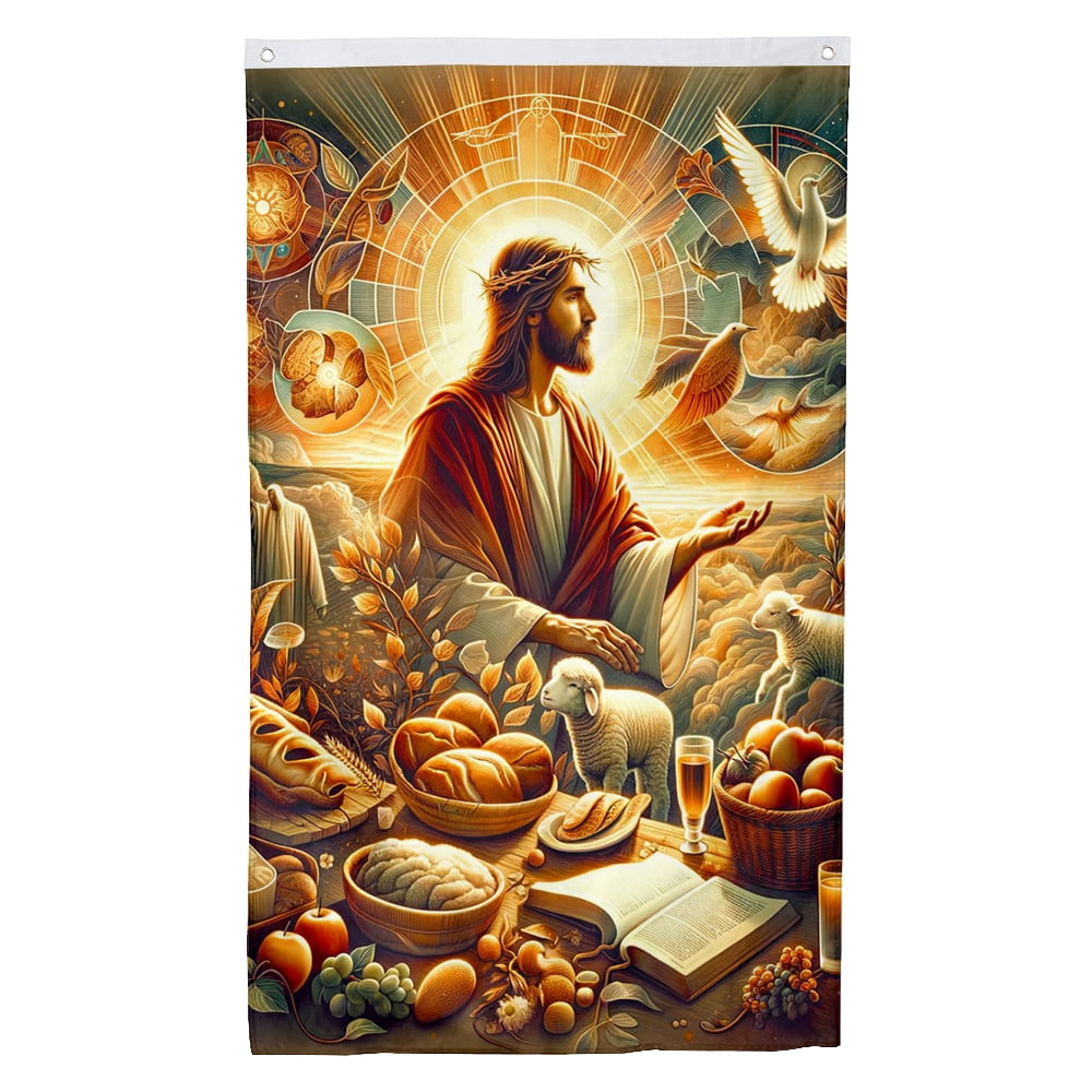Cayyon Jesus Flags 3x5 (Jesus is King Flag) Jesus Flag Banner with 2 ...