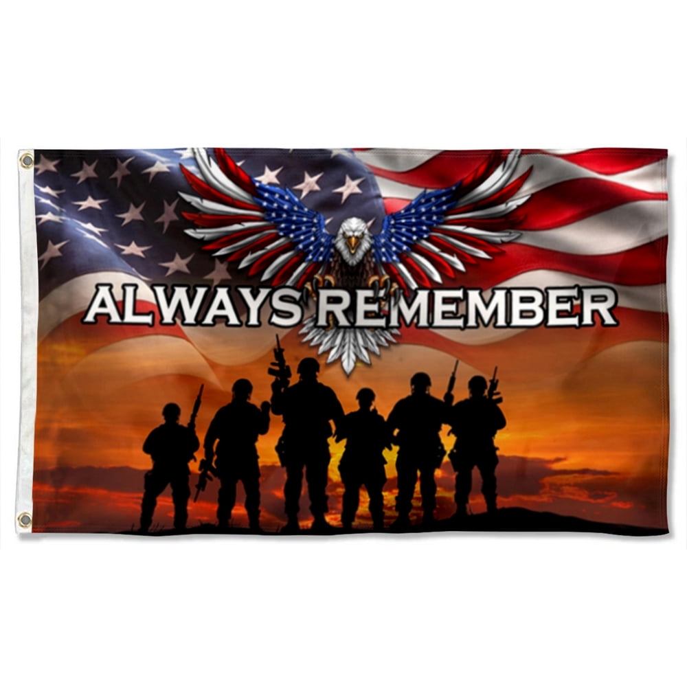Cayyon Memorial Day Grommet Flag Always Remember U.S Veteran Flag ...