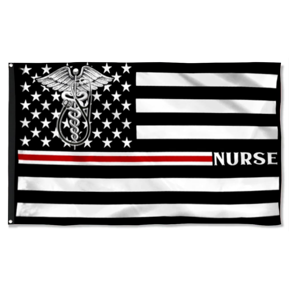 Cayyon Nurse Flag Thin Red Line Nurse Grommet Flag 3x5Feet Banner with ...