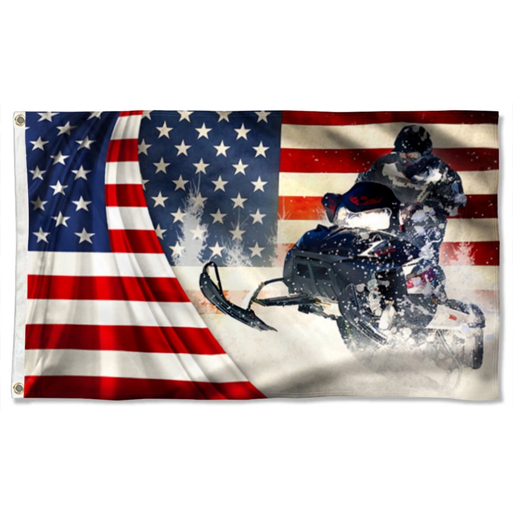 Cayyon Snowmobile American Grommet Flag 3x5Feet Banner with 2 Brass ...
