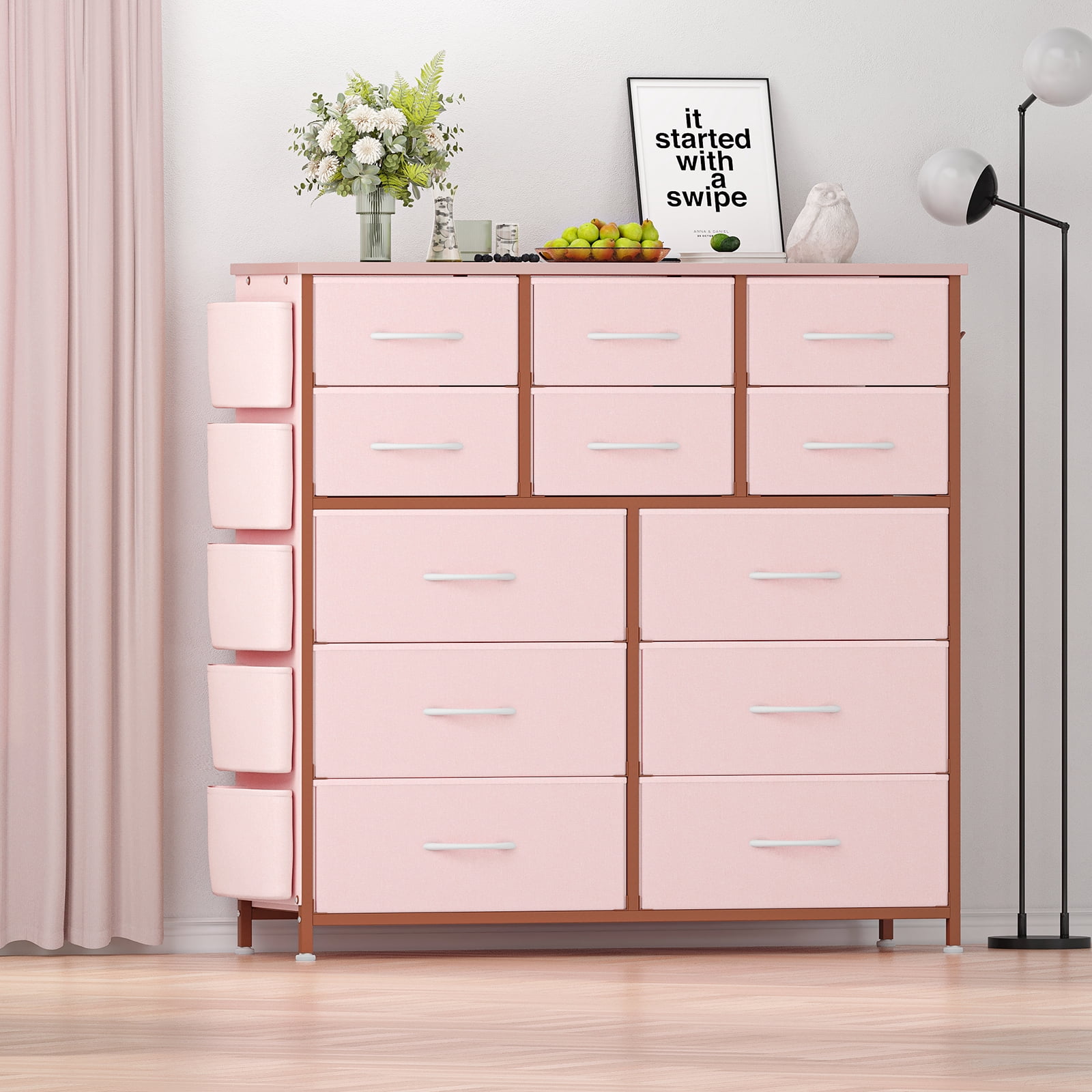 CazToi 12-Drawer Dresser with Side Pockets Fabric Dresser for Bedroom ...