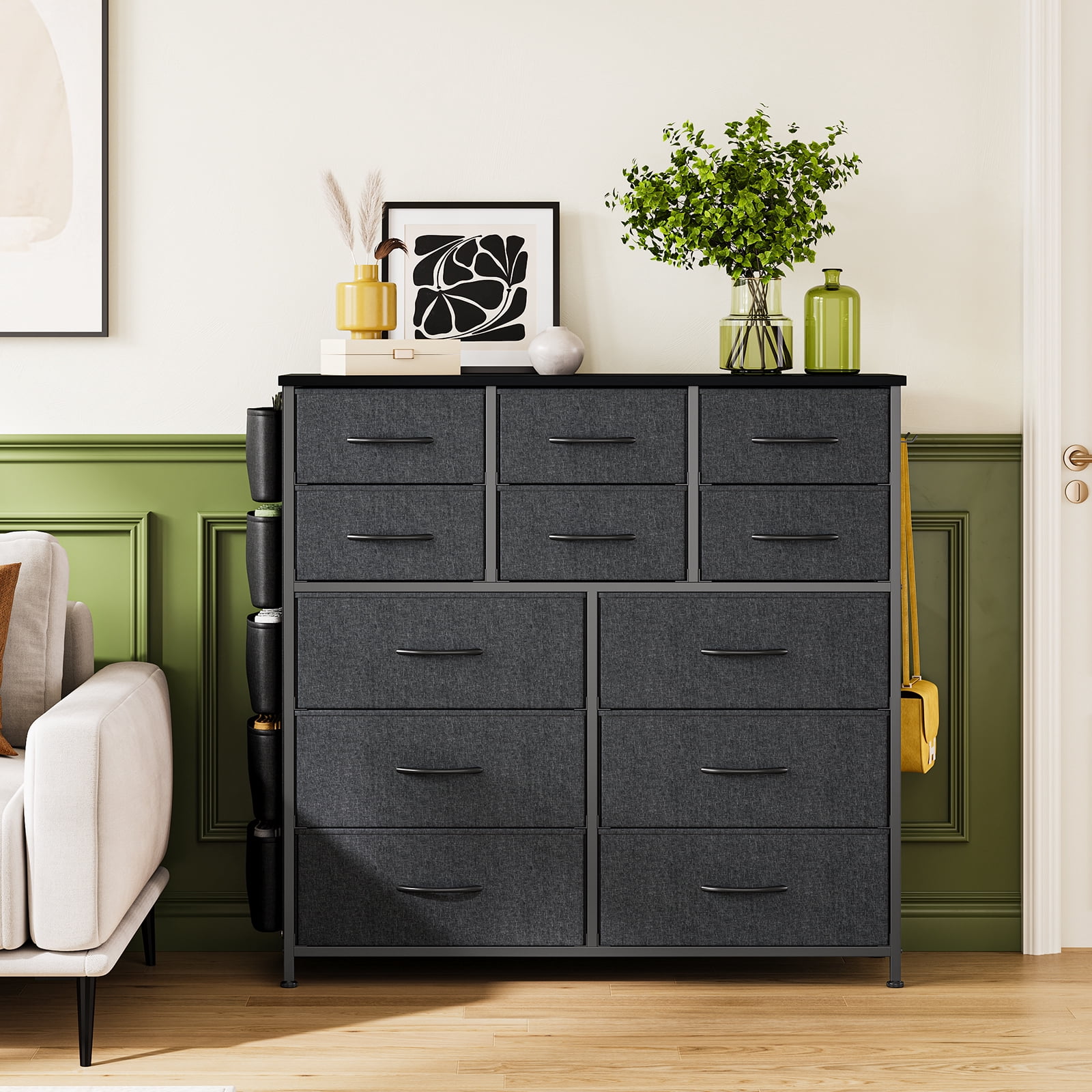 CazToi 12-Drawer Dresser with Side Pockets Fabric Dresser for Bedroom ...
