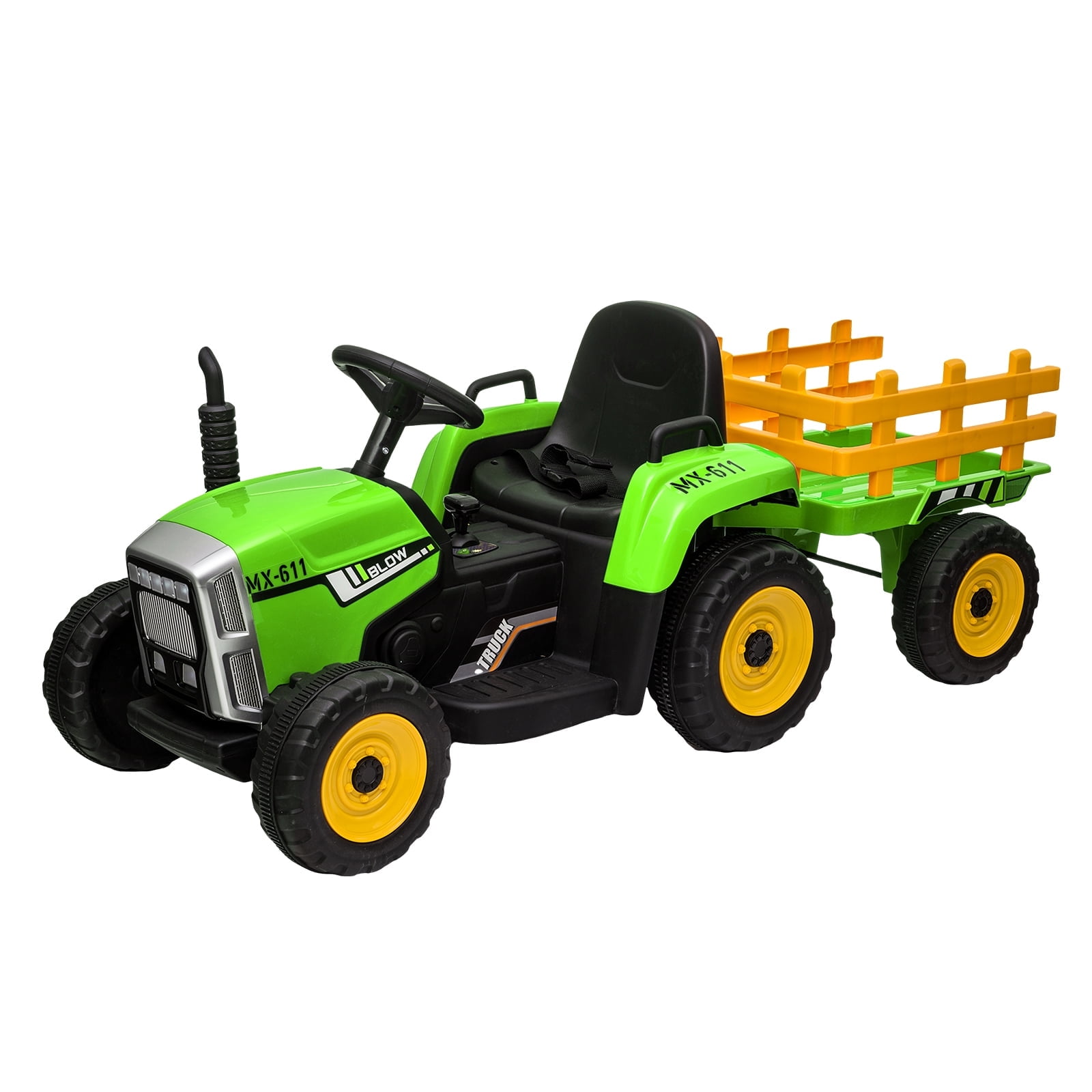 CazToi 12V Battery Powered Ride On Tractor for Kids with Detachable ...