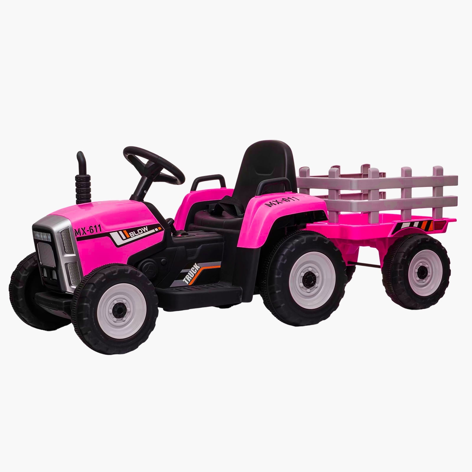 CazToi 12V Battery Powered Ride On Tractor for Kids with Detachable ...
