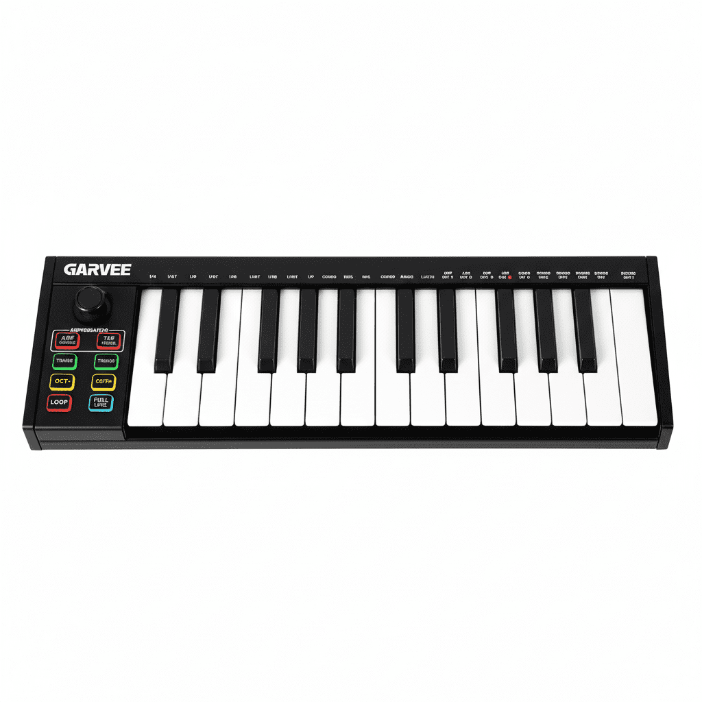 CazToi 25 Key USB MIDI Keyboard Controller with 8 Knobs 8 Drum Pads ...