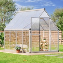 CazToi 6x10 FT Outdoor Walk-in Aluminum Frame Greenhouse with Roof Vent ...