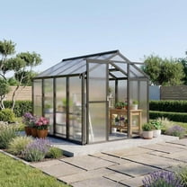 CazToi 6x10 FT Outdoor Walk-in Aluminum Frame Greenhouse with Roof Vent ...