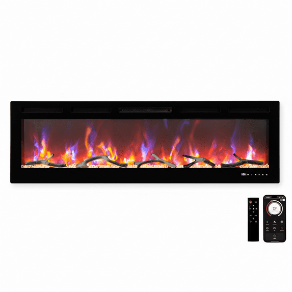 CazToi 80" Ultra-Slim Smart Electric Fireplace Remote Control 12 Color ...