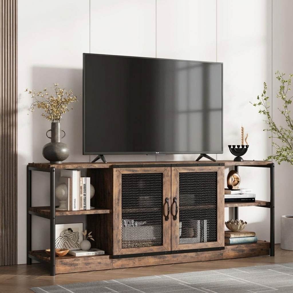 CazToi Farmhouse TV Stand for 75 Inch TVs 500lb Capacity Media Console ...