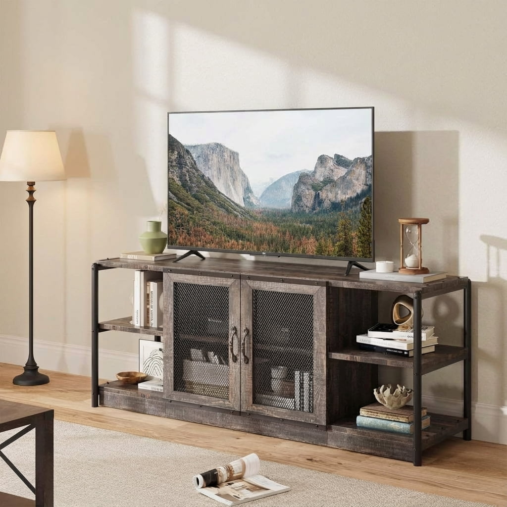 CazToi Farmhouse TV Stand for 75 Inch TVs 500lb Capacity Media Console ...