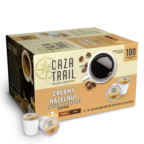 Caza Trail Coffee Pods, Creamy Hazelnut, Single Serve 100 Count (Pack ...