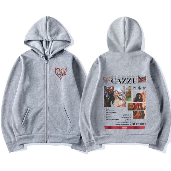 Cazzu Inspired Graphic Zip-Up Hoodie - Unisex Oversized Gothic Casual ...
