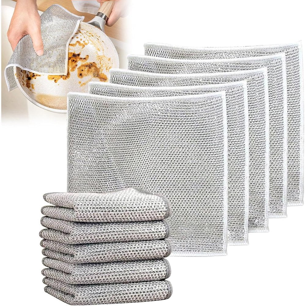 Cbcbtwo 30 Pack Multipurpose Non-Scratch Wire Dishcloth Silver Wire ...