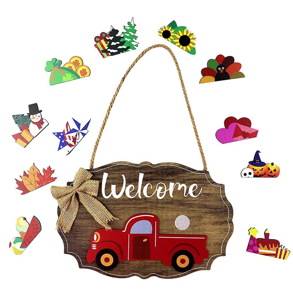 Cbcbtwo Interchangeable Welcome Sign, Seasonal Porch Front Door Decor ...