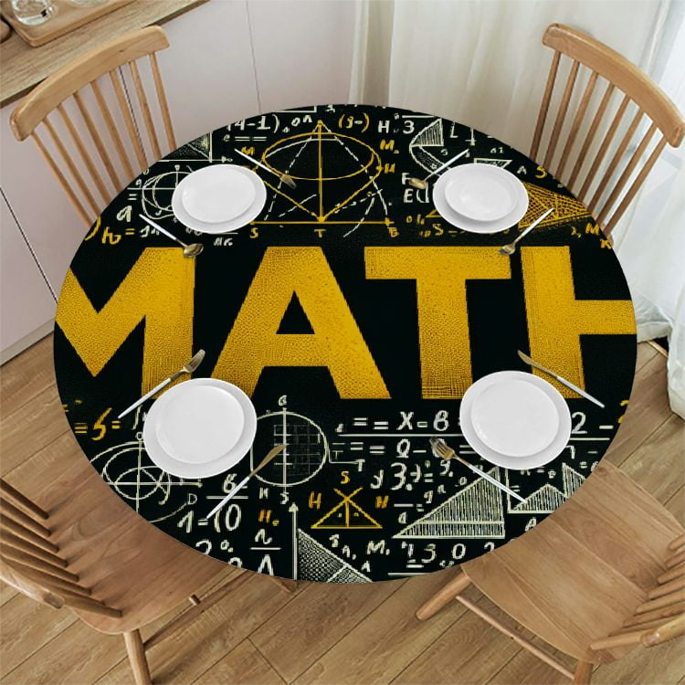 Cbxzyzzc Room Round Tablecloth with Elastic Edge, Dark Blackboard ...