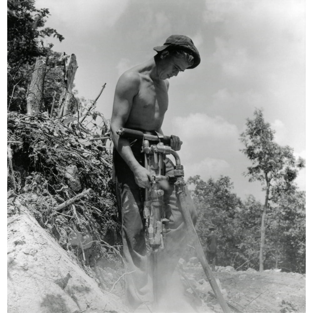 Ccc Enrollee Drilling Holes For Dynamite Shots. The Explosion Course ...