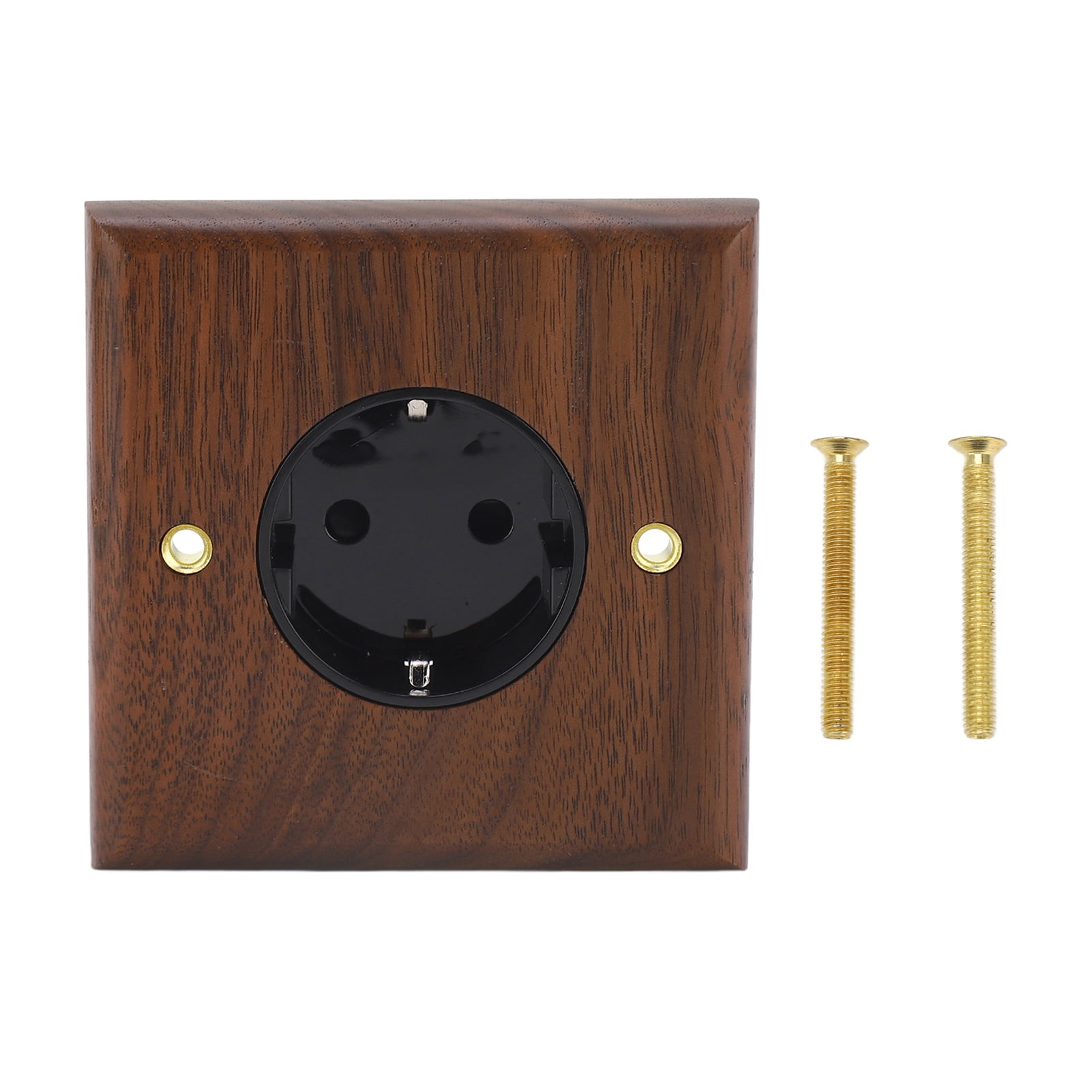 Cccanaooolceie Wall Outlet Black Walnut EU Standard Retro Electric Wall ...