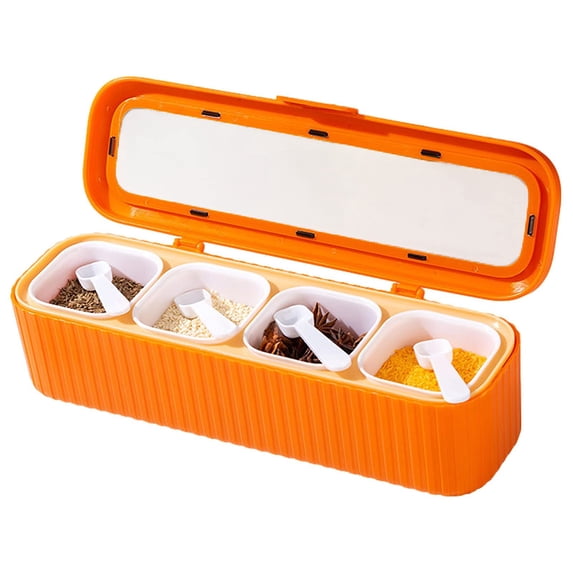Ccgaton Store 2026 New 4 Compartments Seasoning Box with Clear Lid ...