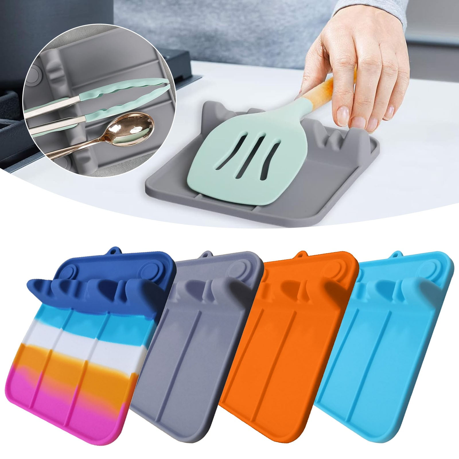 Ccgaton Store Kitchen Spoon Holder Suction Cup Spoon Rest Silicone ...