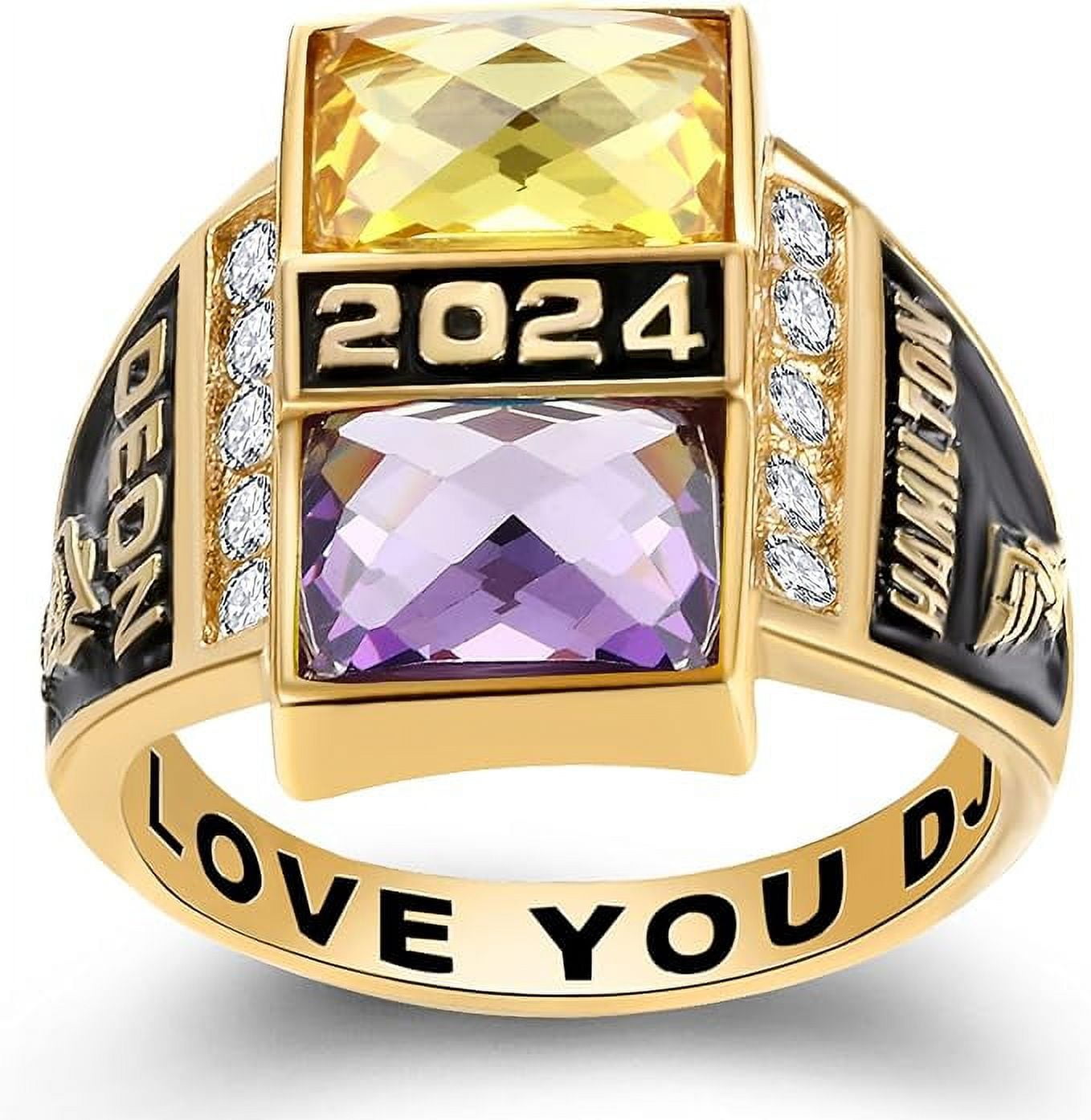 Ccjcinata Customized Sterling Silver High School and College Class Ring ...