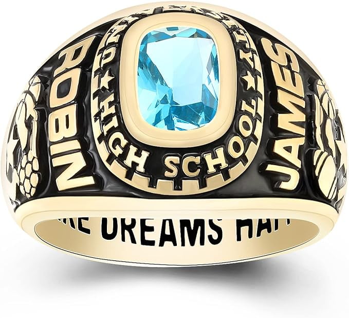 Ccjcinata Customized Sterling Silver High School and College Class Ring ...