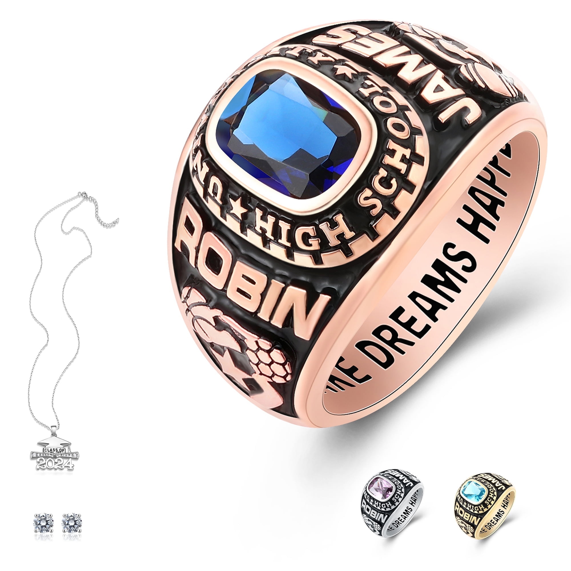 Ccjcinata Customized Sterling Silver High School and College Class Ring ...