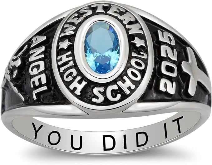 Ccjcinata Customized Sterling Silver High School and College Class Ring ...